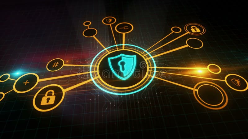 Cyber Security with Shield Symbol 3d Digital Concept Stock Footage ...