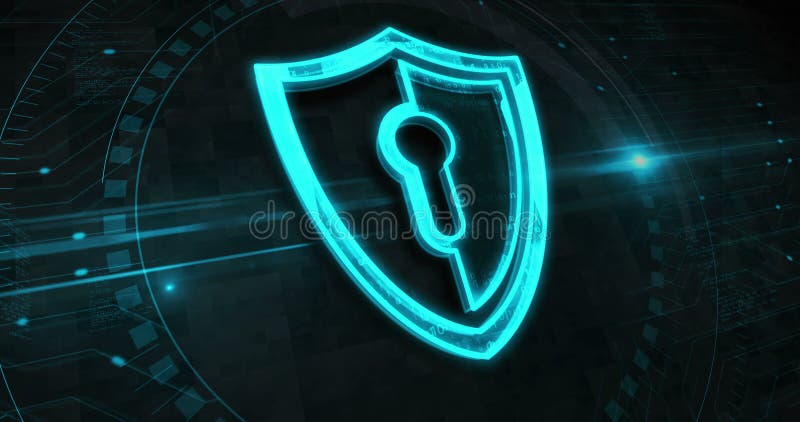 Cyber Security with Shield Symbol 3d Digital Concept Loop Stock Footage ...