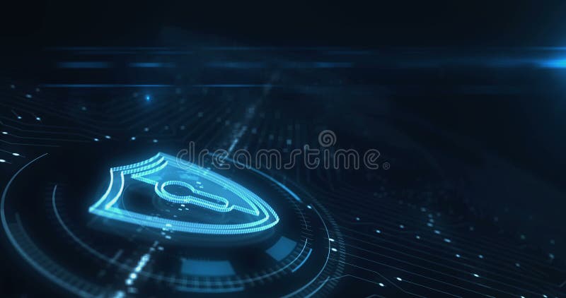 Cyber Security with Shield Symbol Digital 3d Finger Touch Stock Footage ...
