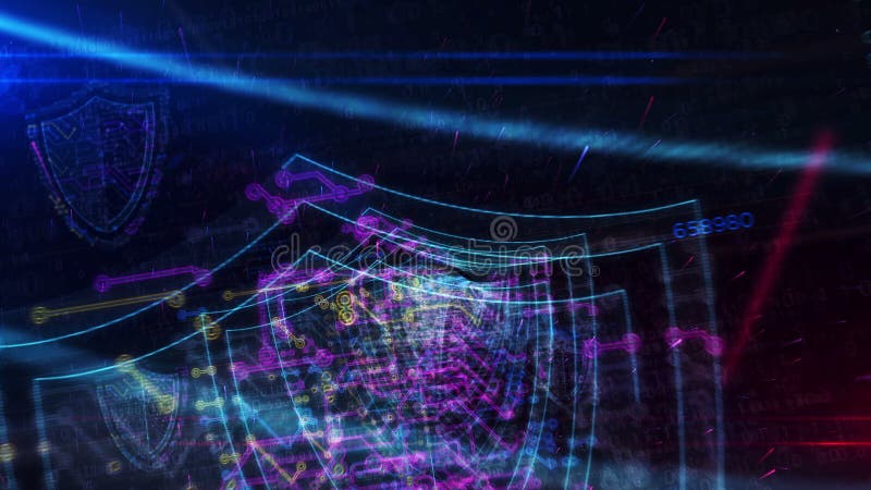 Cyber Security with Shield Futuristic Enetry into Cyberspace Animation ...