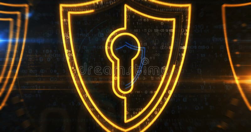 Cyber Security with Shield Symbol Loop Digital Concept Stock Video ...