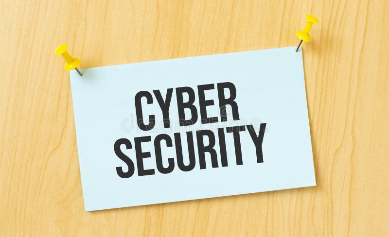 Cyber Security Sign Written on Sticky Note Pinned on Wooden Wall Stock ...
