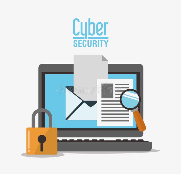 Cyber Security System Laptop Design Stock Vector - Illustration of padlock, envelope: 82078539