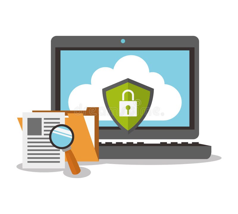Cyber Security System Laptop Design Stock Vector - Illustration of ...