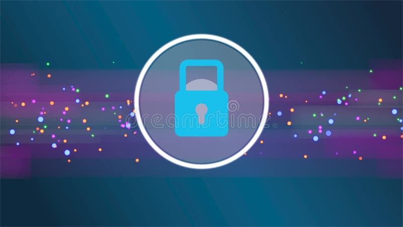 Network Security Animation with Flowing Data and Lock Symbol. Stock ...