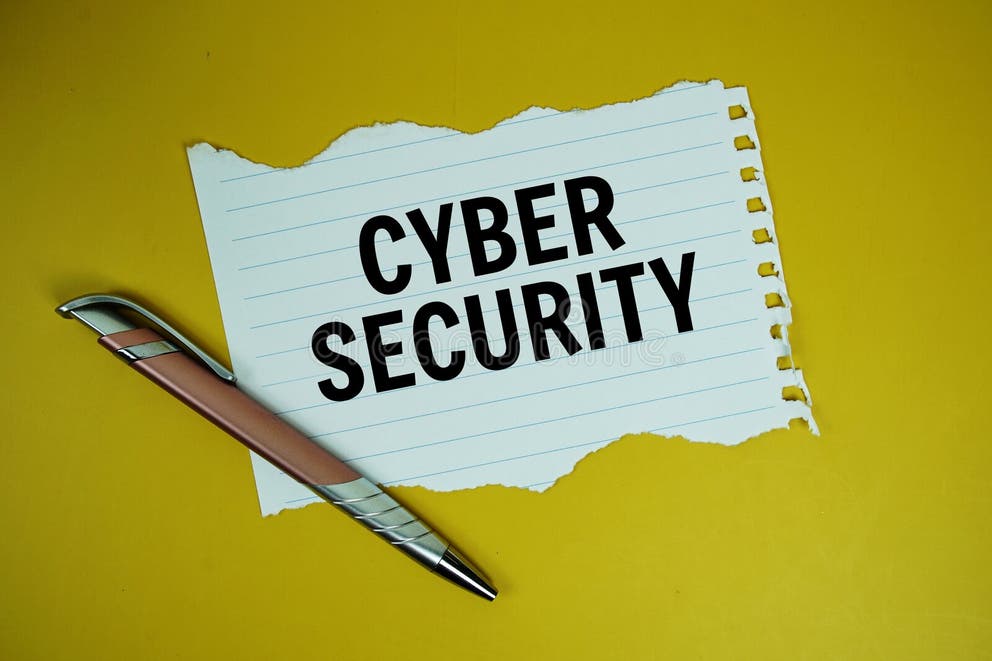 Cyber Security Text Written on Paper Torn Top View on Yellow Background ...