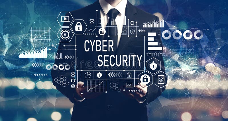 Cyber Security Theme with Businessman Holding a Tablet Stock Photo ... Cyber Security Theme with Businessman Holding a Tablet Stock Photo ...