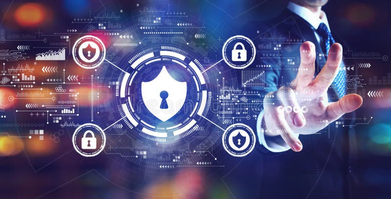 Cyber Security Theme with Businessman Stock Photo - Image of attack ...