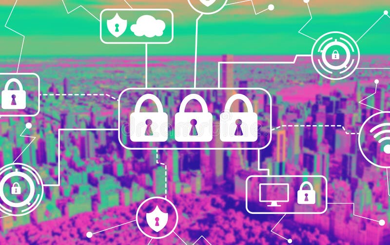 Cyber security theme stock illustration. Illustration of concept ...