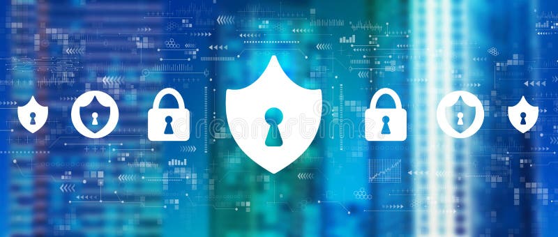 Cyber Security Theme with Downtown Skyline Stock Image - Image of ...