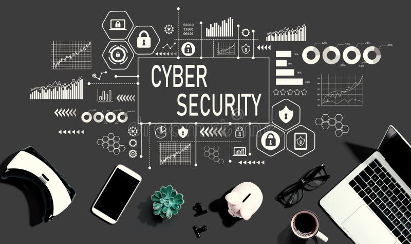 Cyber Security Theme with Electronic Gadgets and Office Supplies Stock ...