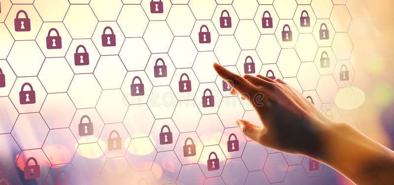 Cyber Security Theme with Hand Pressing a Button Stock Image - Image of ...