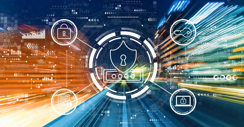 Cyber Security Theme with High Speed Motion Blur Stock Illustration ...
