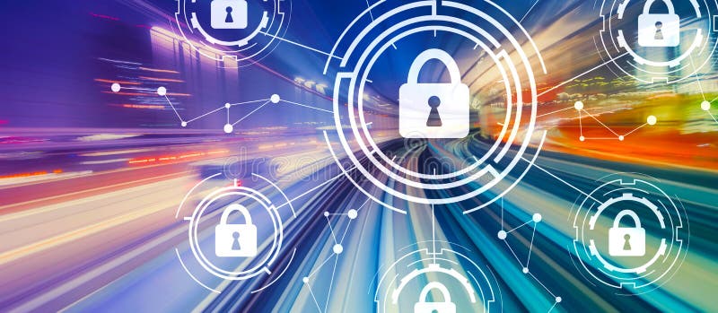 Cyber Security Theme with High Speed Motion Blur Stock Illustration ...