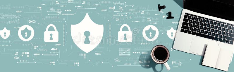 Cyber Security Theme with a Laptop Computer Stock Image - Image of ...