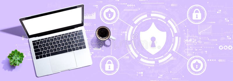 Cyber Security Theme with a Laptop Computer Stock Image - Image of ...