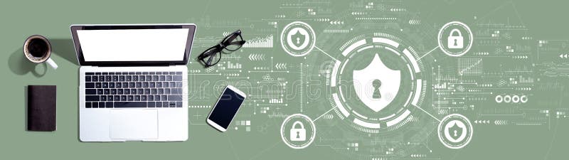Cyber Security Theme with a Laptop Computer Stock Image - Image of ...