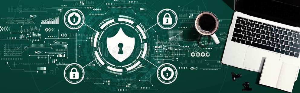 Cyber Security Theme with a Laptop Computer Stock Photo - Image of ...