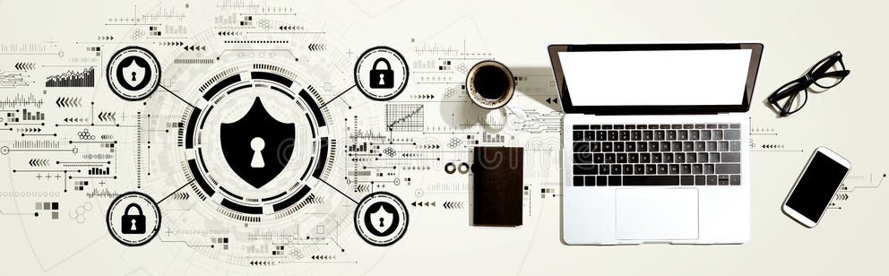 Cyber Security Theme with a Laptop Computer Stock Image - Image of ...
