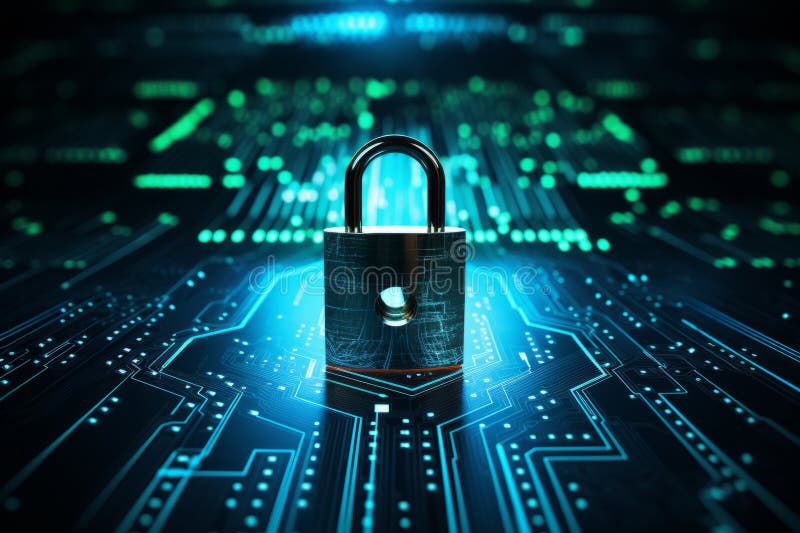 Cyber Security Theme with Padlock Stock Illustration - Illustration of ...