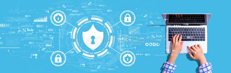 Cyber Security Theme with Person Using a Laptop Stock Image - Image of ...