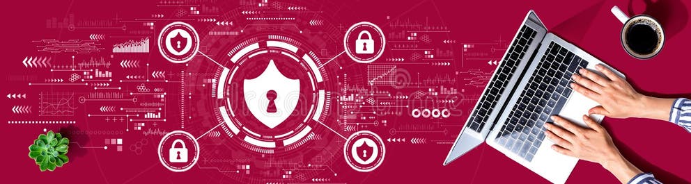 Cyber Security Theme with Person Using a Laptop Editorial Photography ...