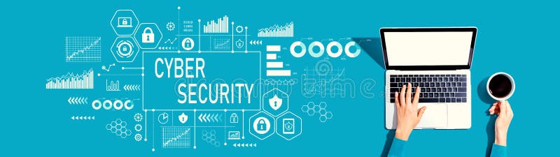Cyber Security Theme with Person Using a Laptop Stock Photo - Image of ...