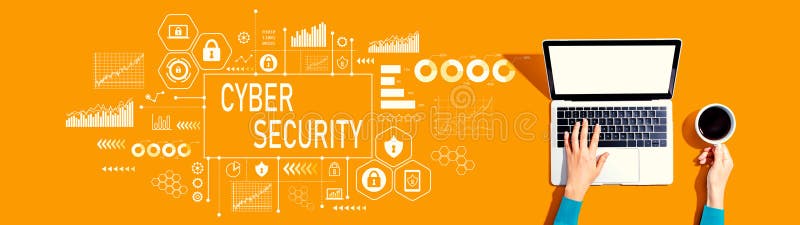 Cyber Security Theme with Person Using a Laptop Stock Image - Image of ...