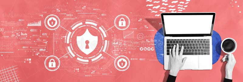 Cyber Security Theme with Person Using a Laptop Stock Image - Image of ...