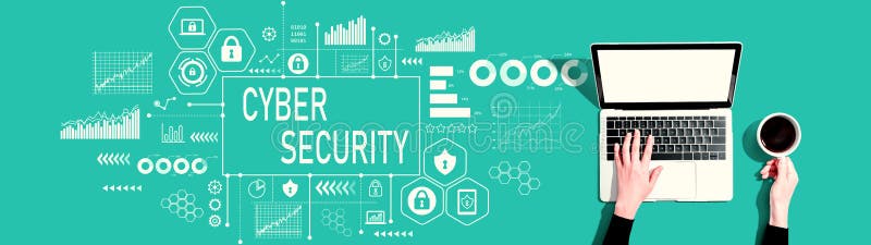 Cyber Security Theme with Person Using a Laptop Stock Image - Image of ...