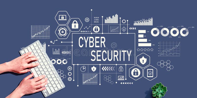 Cyber Security Theme with Person Using Pc Keyboard Stock Photo - Image ...