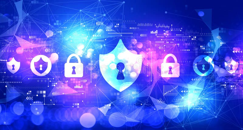 Cyber Security Theme with Technology Light Background Stock ...