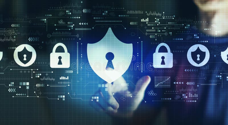 Cyber Security Theme with Young Man in the Night Stock Image - Image of ...