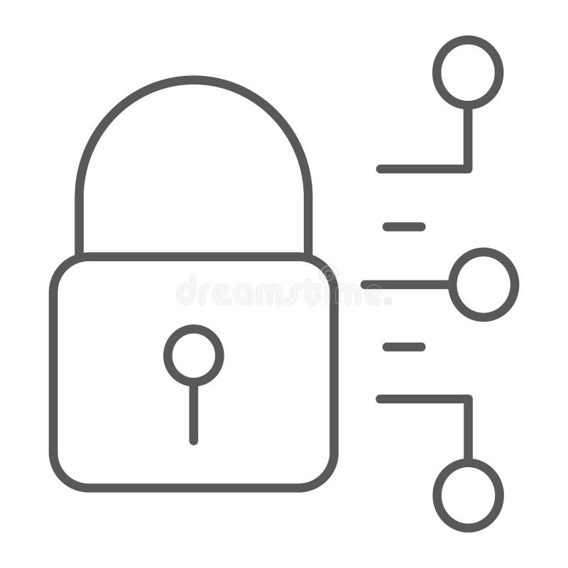 Cyber Security Line and Glyph Icon, Technology and Protection, Padlock ...