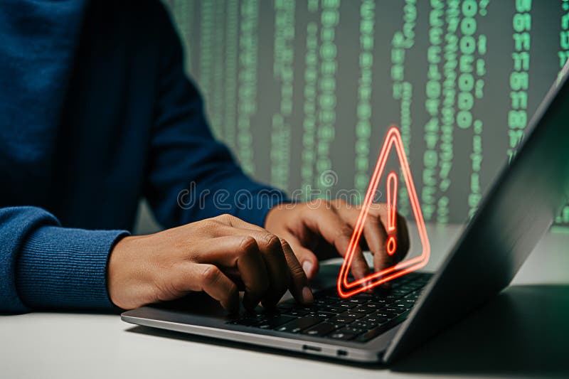 Cyber Security Threat Alert on Laptop Computer Warning Sign Hacker ...