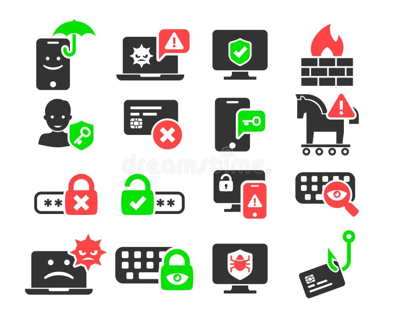 Threat Icons Set, Grunge Style Stock Vector - Illustration of ...