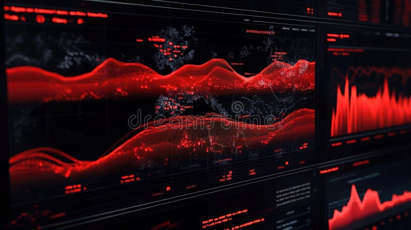 Cyber Security Threat Monitoring System Displaying Global Network