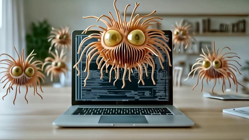 Cyber Security Threats: 3D Rendered Computer Viruses or Malware Attack ...