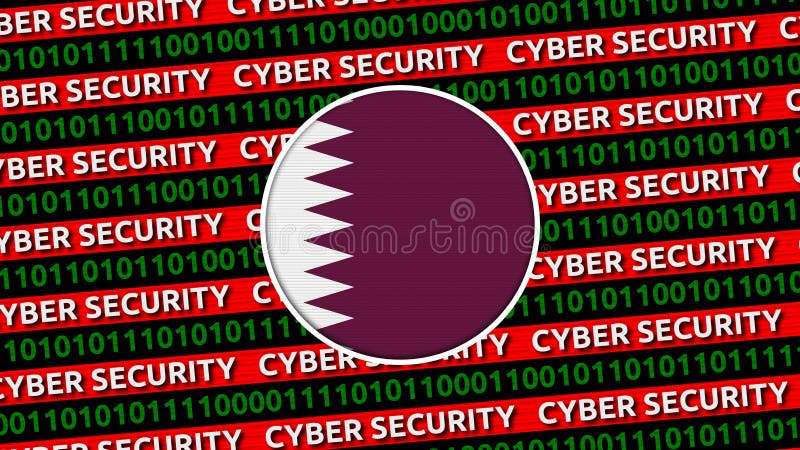 Cyber Security Title with Qatar Flag Stock Illustration - Illustration ...