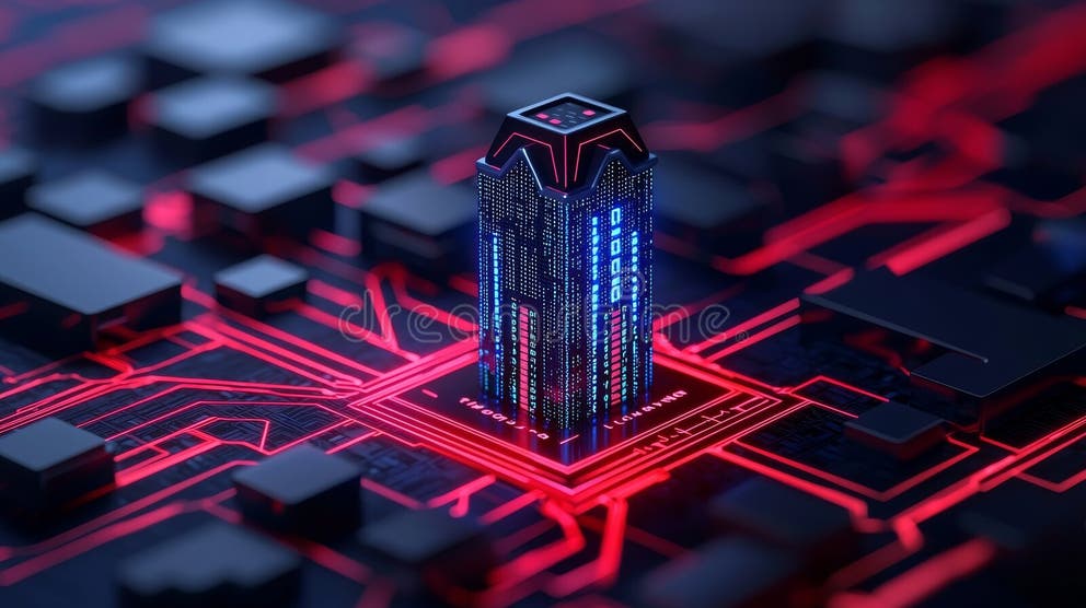 Cyber Security Tower - Securing Data and Information Stock Illustration ...