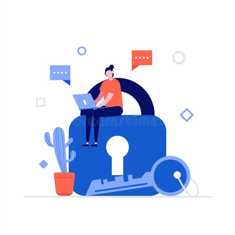 Cyber Security Vector Illustration Concept With Characters Data Security Protected Access