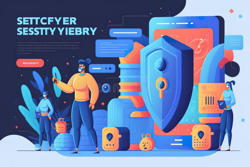 Cyber Security Vector Illustration Concept With Characters Data