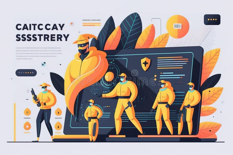 Cyber Security Vector Illustration Concept With Characters Data Security Protected Access