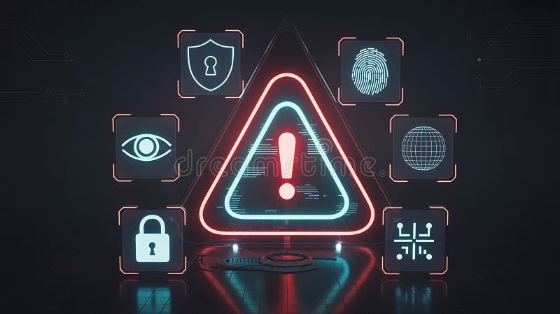 Cyber Security Warning Symbols Alert Danger Technology Stock ...