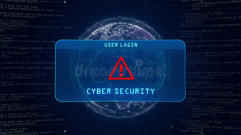 Cyber Security Warning with User Login Interface Concept Over Digital ...