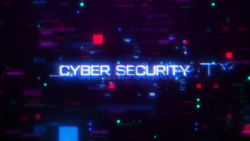 Cyber Security Word with Digital Glitch Stock Illustration ...