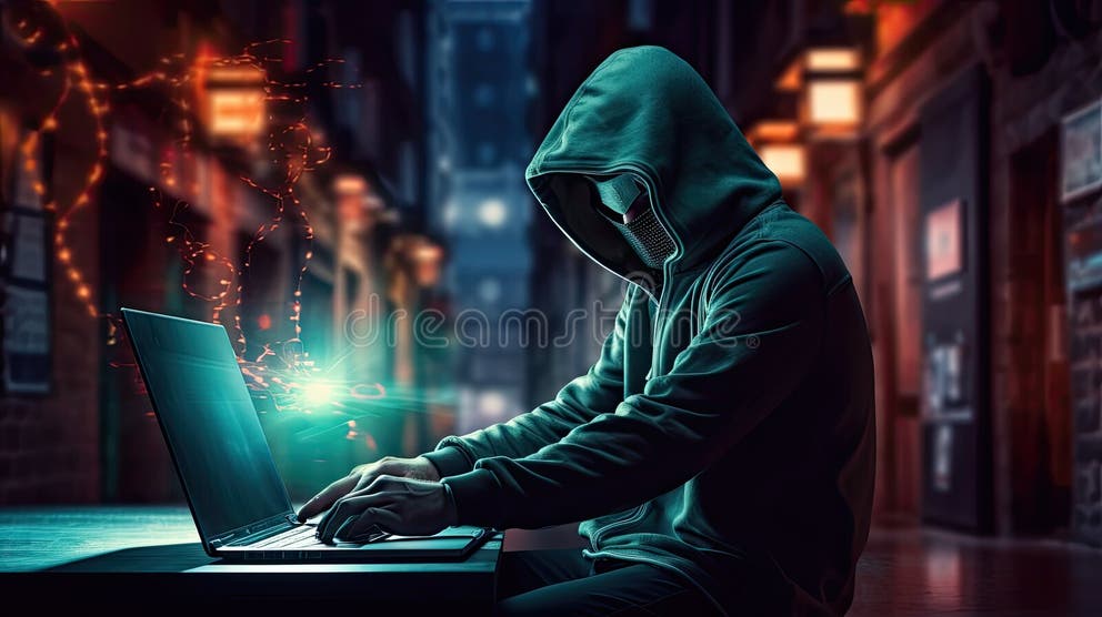 Cyber security worker stock illustration. Illustration of night - 303192055