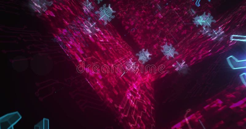Cyber Security Worm Digital Attack Symbols Loop Cyber Concept Stock Footage - Video of ...