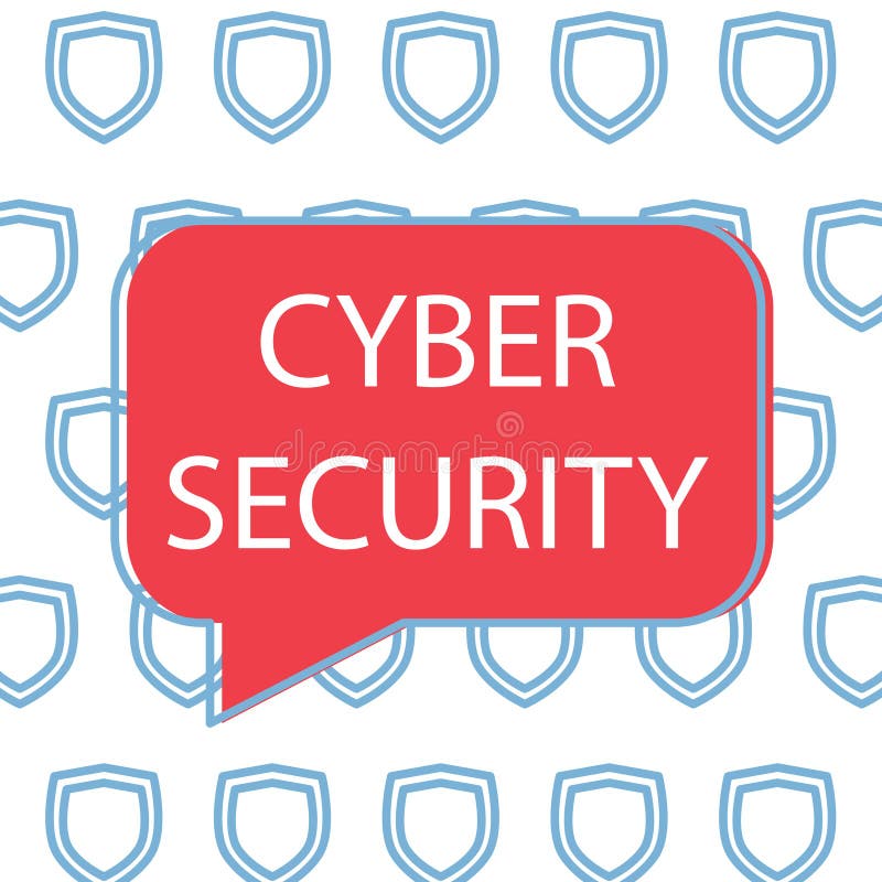 Cyber Security Written in Bubble Speech on Shield Pattern Stock Vector ...