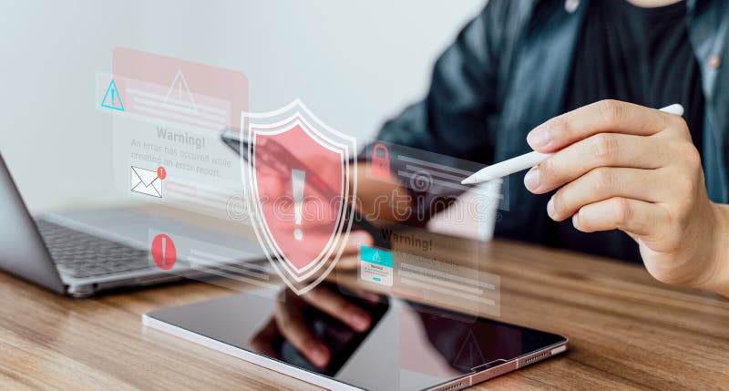 Cyber Sequrity, Warning Alert on Screen, Security and Danger Alarm ...